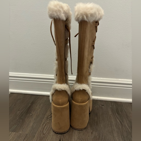 Demonia | Shoes | Nwob Demonia Camel31 Tan Platform Furry Boots | Poshmark